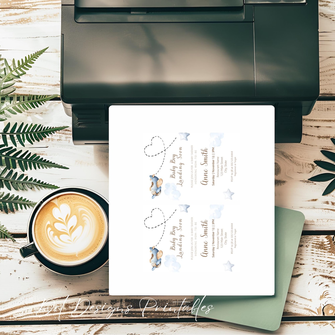 Landing Soon Baby Shower Invitation - Adventure Themed - Editable ...
