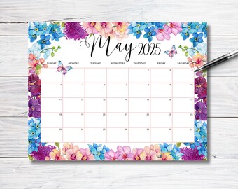 EDITABLE May 2025calendar, Beautiful Spring Wall Calendar, 2025 ...