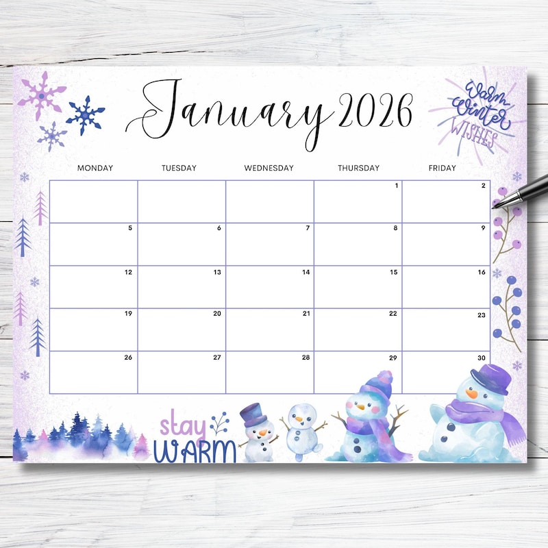 January Calendar Ideas - Etsy