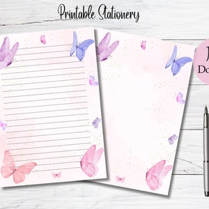 Butterfly Printable Stationery Coloful Stationary Nature Writing Paper ...