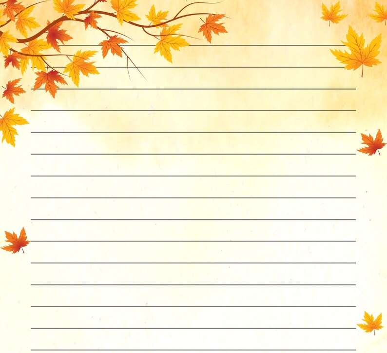 Fall Leaves Stationery: Lined & Plain Autumn Paper (PDF Download) - Etsy