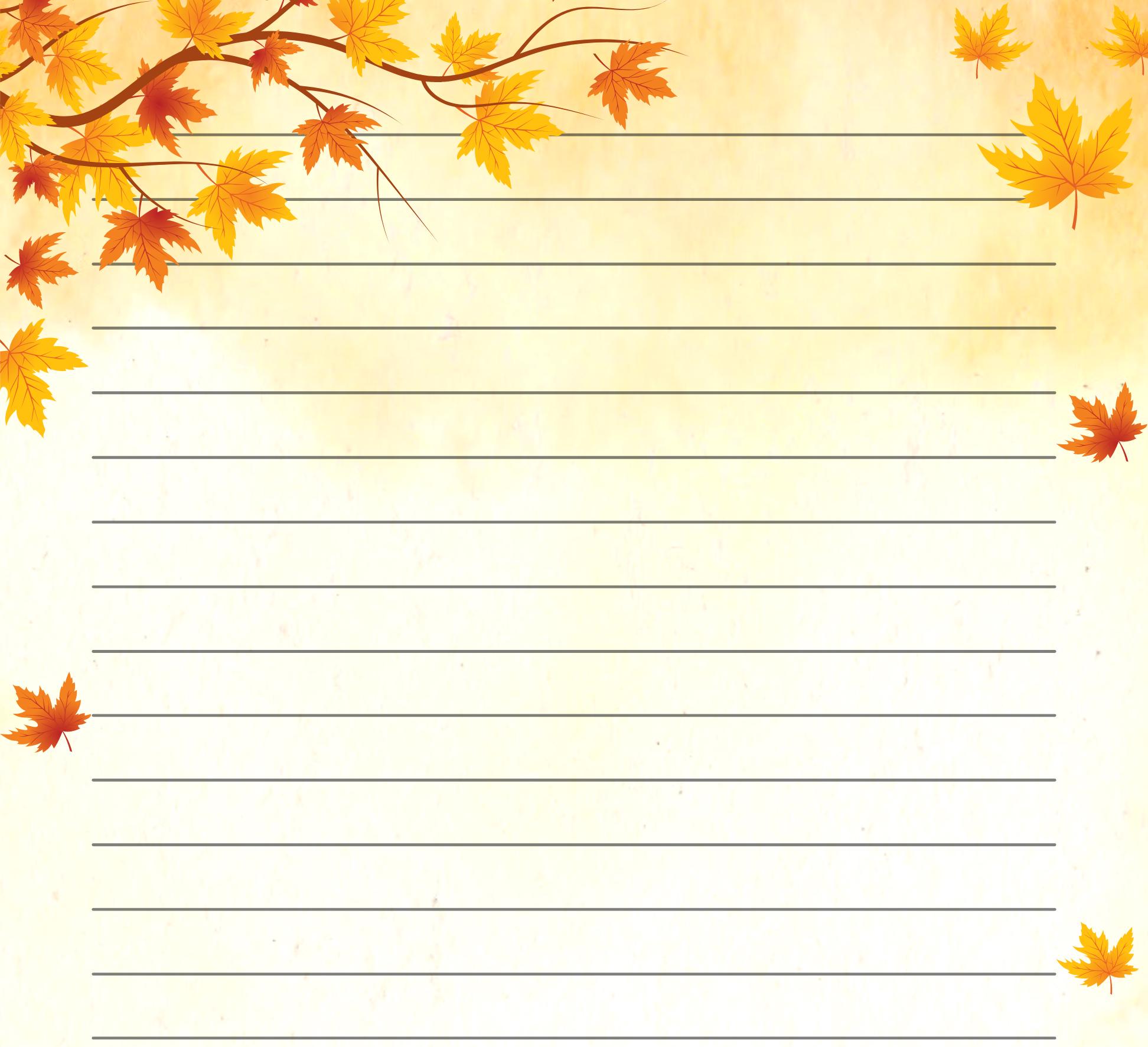 Fall Leaf Corner Printable Stationery Autumn Leaves Stationery Woodland ...