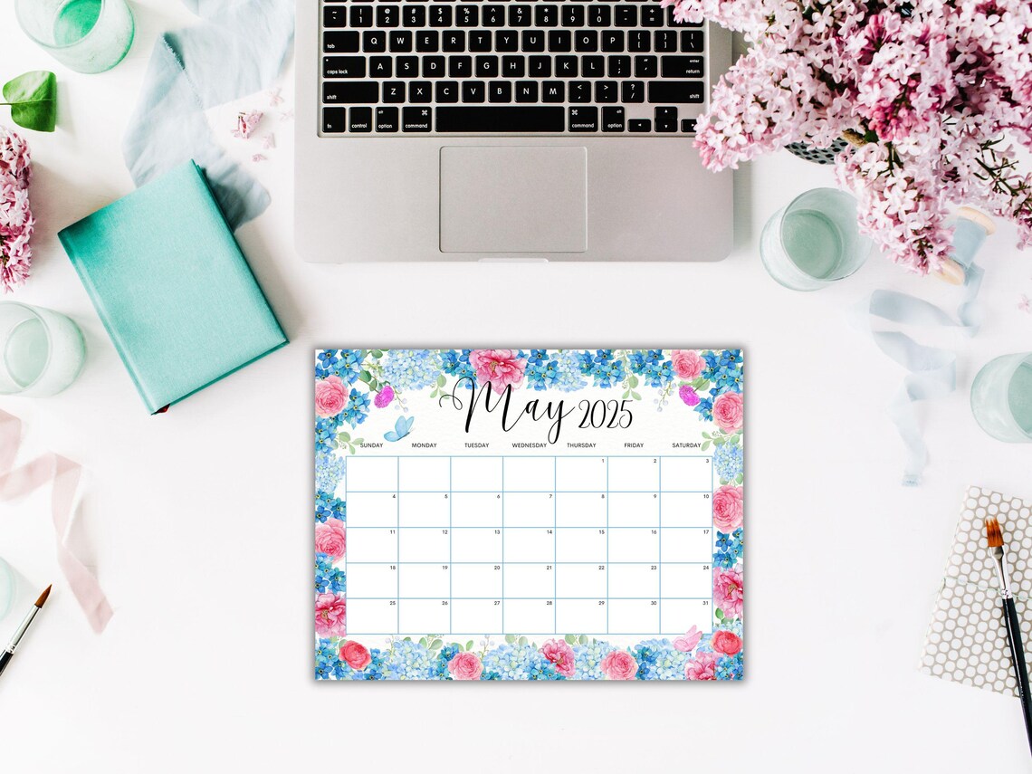 EDITABLE May 2025calendar, Beautiful Spring Wall Calendar, 2025 ...
