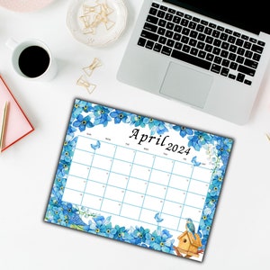 EDITABLE April 2024 Calendar, Beautiful Spring Wall Calendar, 2024 ...