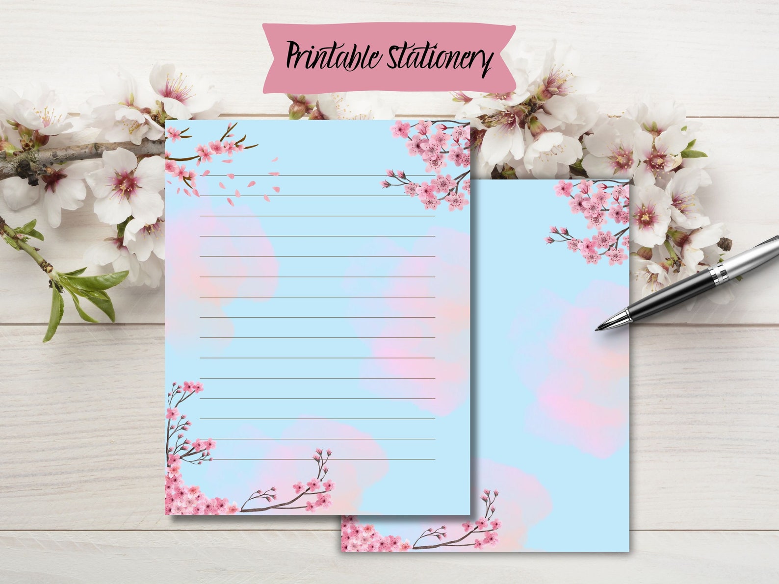 Floral Printable Letter Paper, Line Sheet, Floral Printable Letter ...