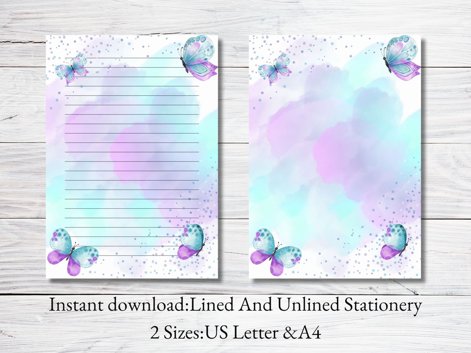 Purple Butterfly Printable Writing Paper, PRINTABLE Stationery ...