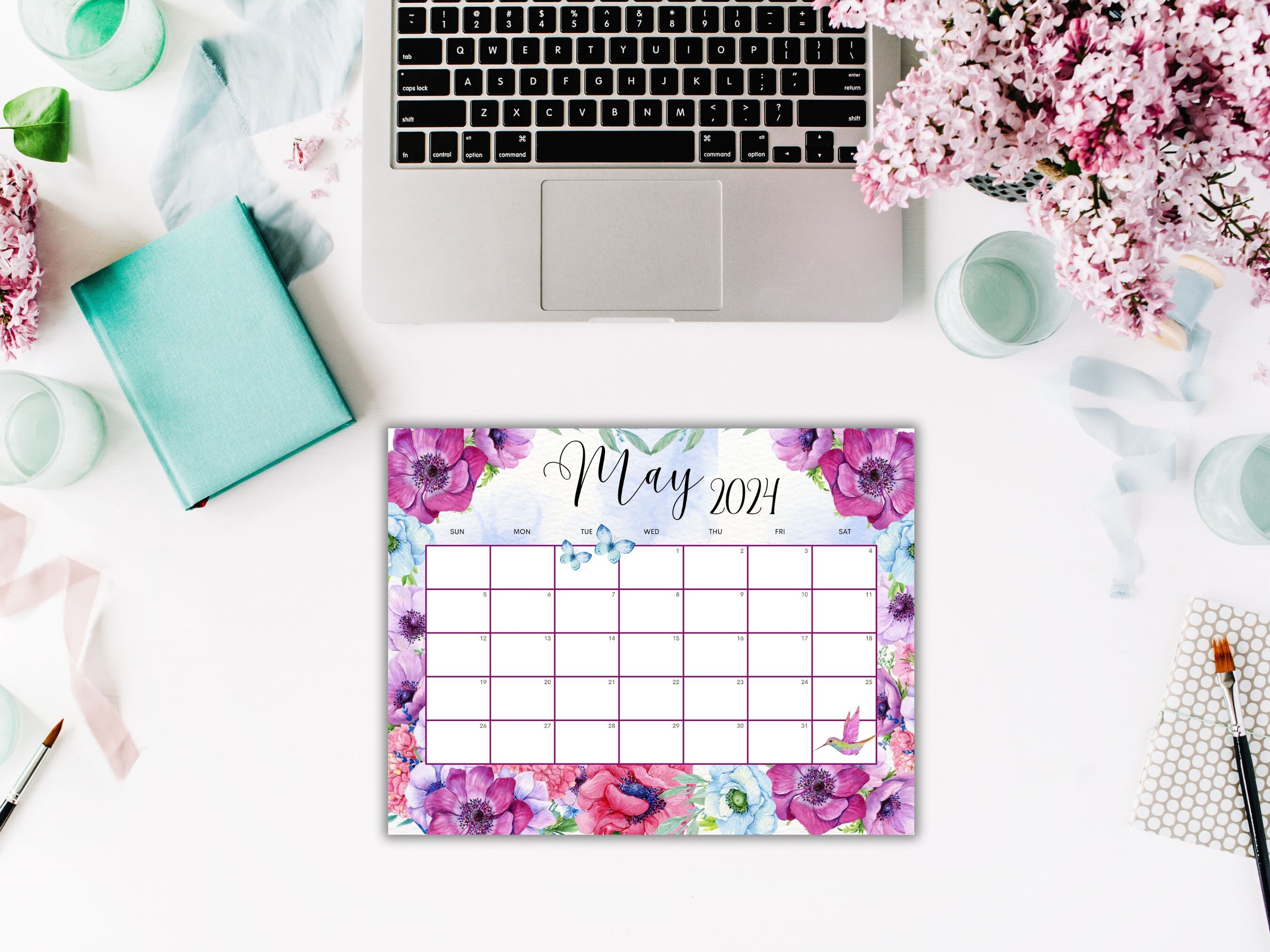 EDITABLE May 2024 Calendar, Beautiful Spring Wall Calendar, 2024 ...