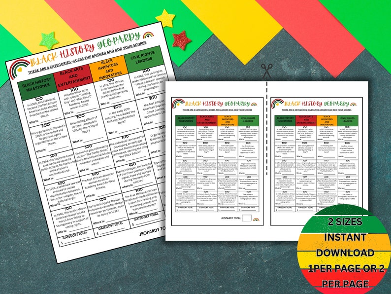 Black History Jeopardy Game: Trivia Quiz (instant Download) - Etsy