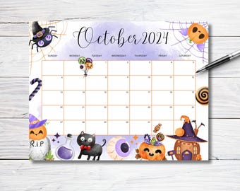EDITABLE October 2022 Calendar, Cute Spooky Halloween 2022 Planner ...