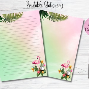 Pink Flamingo Stationery: Tropical Letter Writing Paper (digital ...