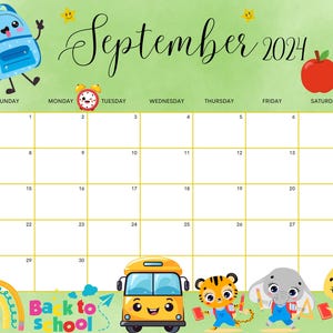 EDITABLE September 2024 Calendar, Back to School Planner With Cute ...