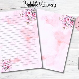 Pink Floral Sakura Printable Writing Paper, PRINTABLE Stationery ...