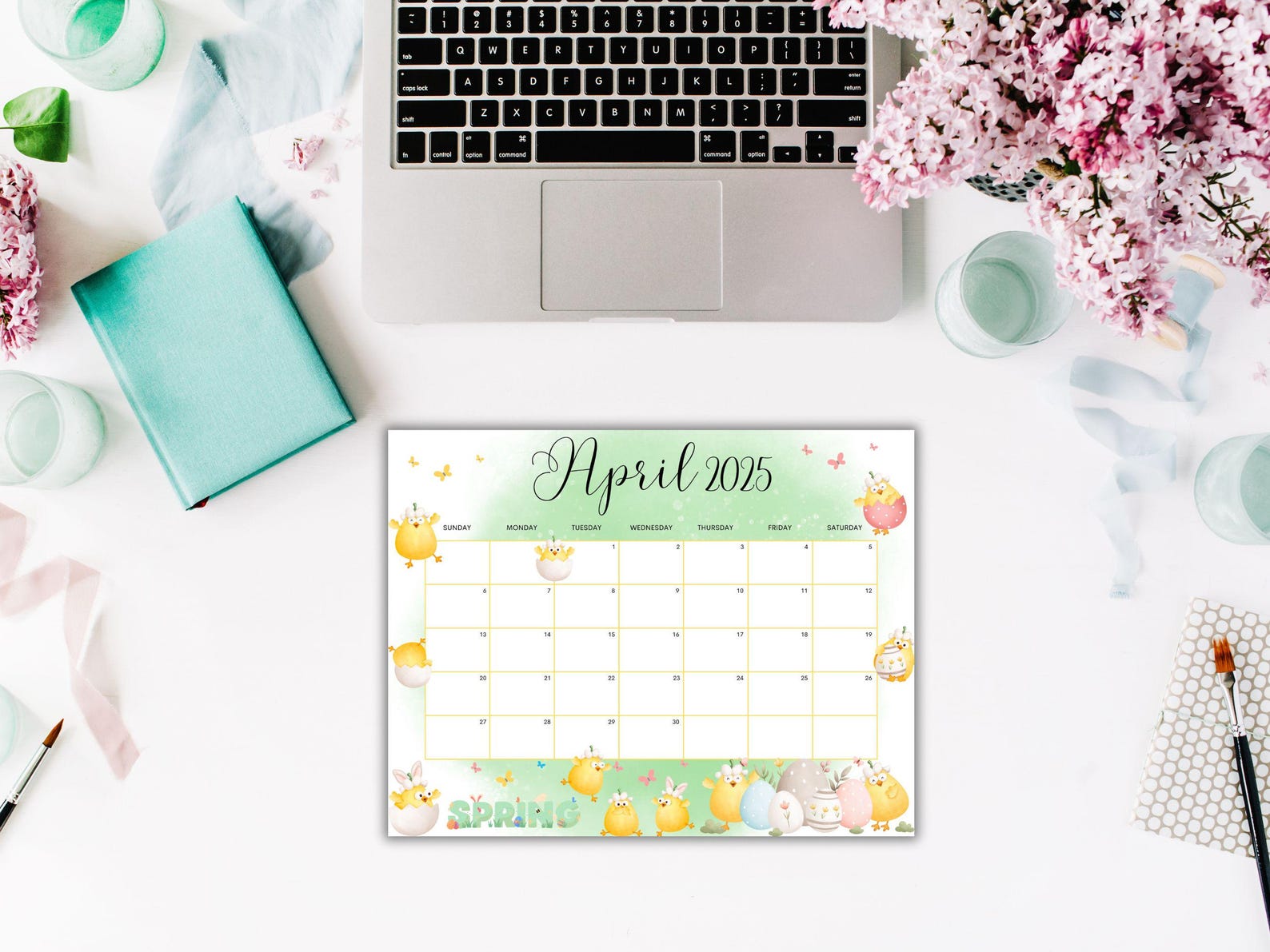 Editable April 2025 Calendar With an Easter Background, Happy Easter ...