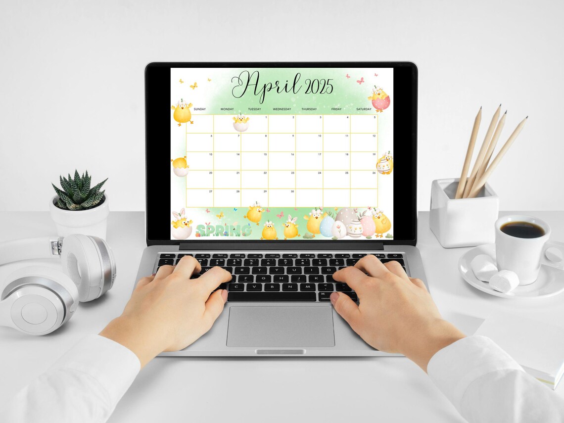 Editable April 2025 Calendar With an Easter Background, Happy Easter ...
