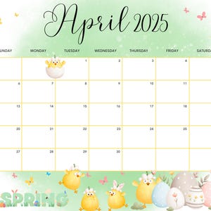 Editable April 2025 Calendar With an Easter Background, Happy Easter ...