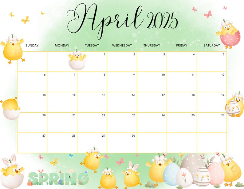 Editable April 2025 Calendar With an Easter Background, Happy Easter ...