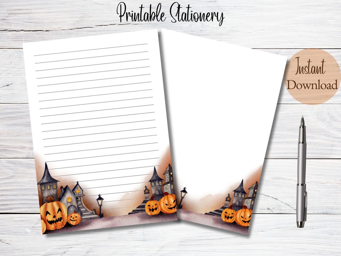 Halloween Printable Stationery, Printable Writing Paper With Cute ...