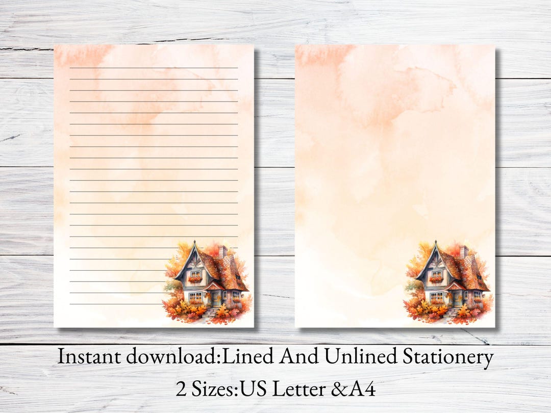 Fall Cottage Stationery Set: Autumn Writing Paper (digital Download) - Etsy