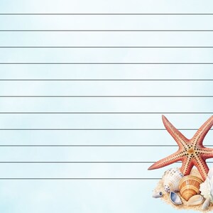 Sea Shell Ocean Printable Stationery Watercolor Stationary Summer ...
