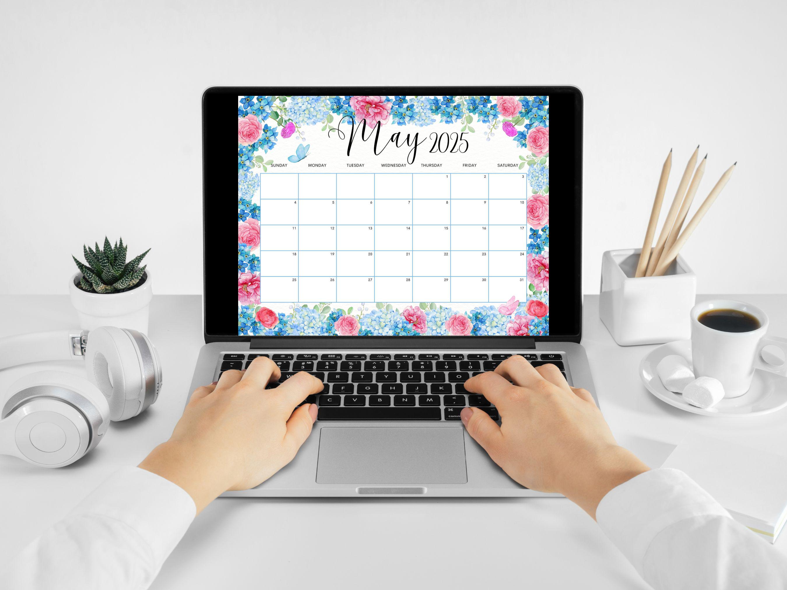 EDITABLE May 2025calendar, Beautiful Spring Wall Calendar, 2025 ...