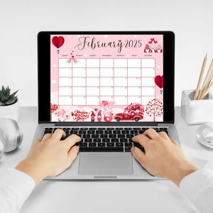 EDITABLE February 2025 Calendar, Sweet Valentine 2025 With Cute Gnomes ...