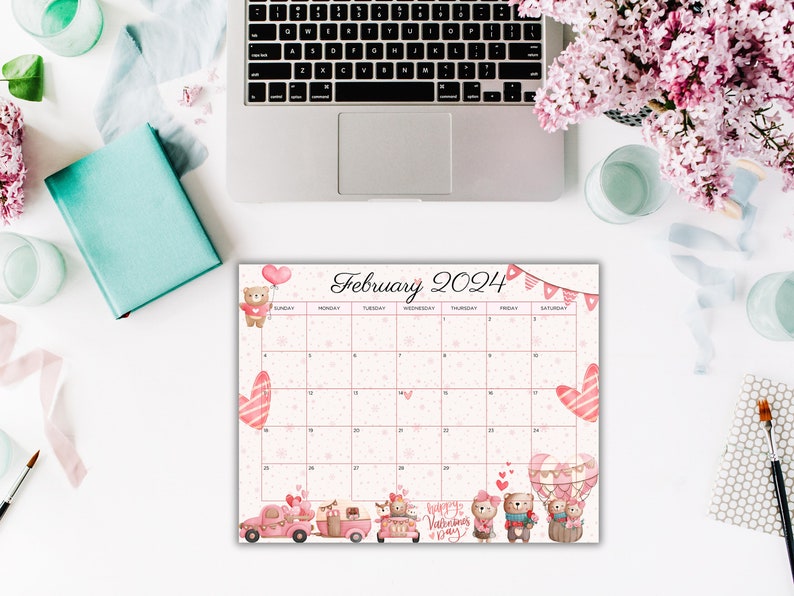 EDITABLE February 2024 Calendar, Sweet Valentine 2024 With Cute Bears ... EDITABLE February 2024 Calendar, Sweet Valentine 2024 With Cute Bears ...
