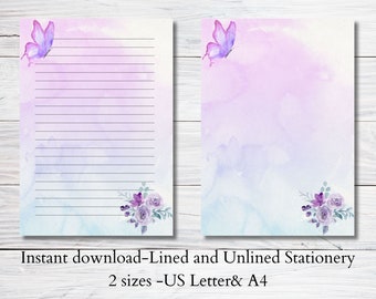 Butterfly Printable Stationery Coloful Stationary Nature Writing Paper ...