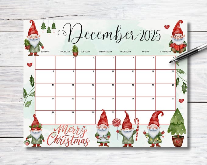 EDITABLE December 2025 Calendar, Colorful Christmas W/ Cute Ornaments ...