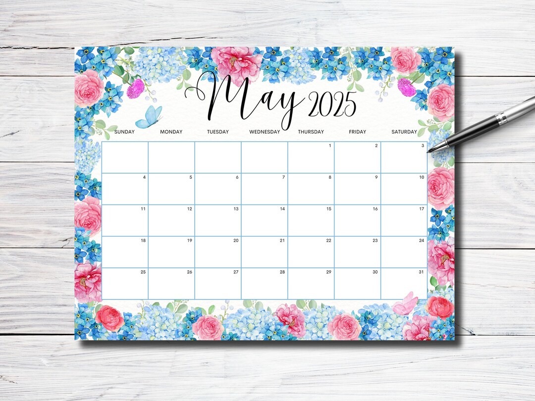 EDITABLE May 2025calendar, Beautiful Spring Wall Calendar, 2025 ...