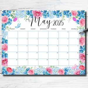 EDITABLE May 2025calendar, Beautiful Spring Wall Calendar, 2025 ...
