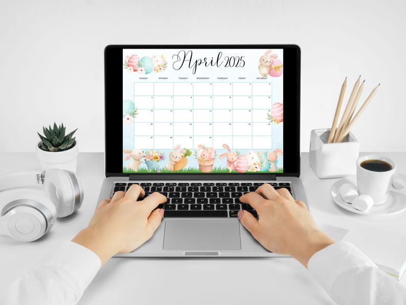 Editable April 2025 Calendar With an Easter Background, Happy Easter ...