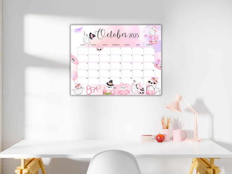 Editable October 2025 Calendar, Spooky Halloween W/ Cute Ghosts ...
