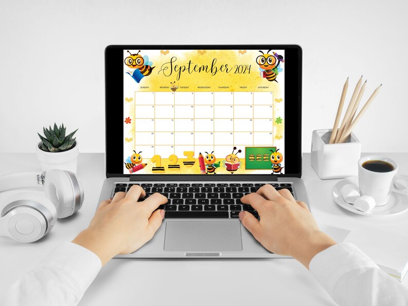 EDITABLE September 2024 Calendar, Back to School Planner With Cute Bees ...
