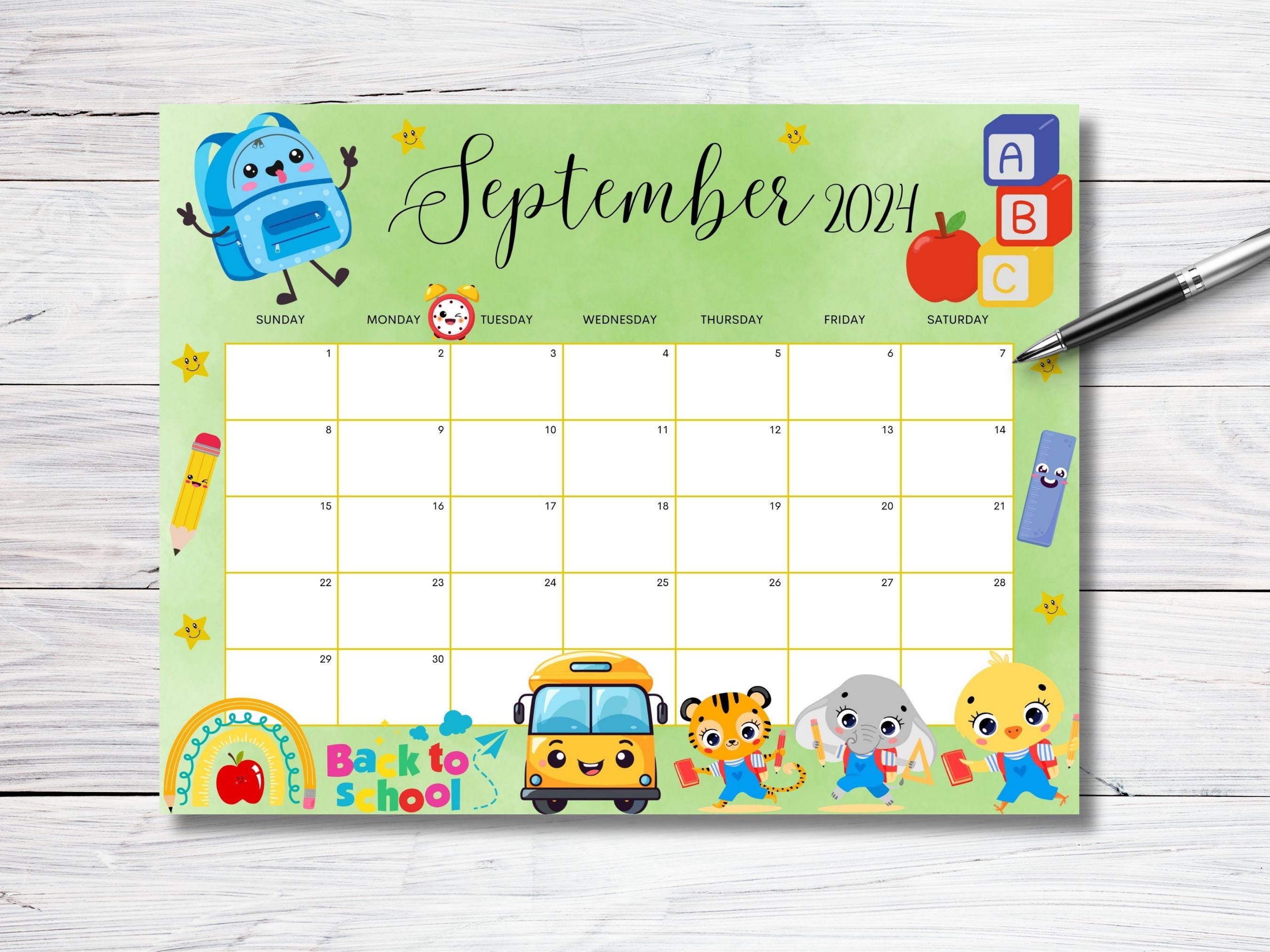 EDITABLE September 2024 Calendar, Back to School Planner With Cute ...