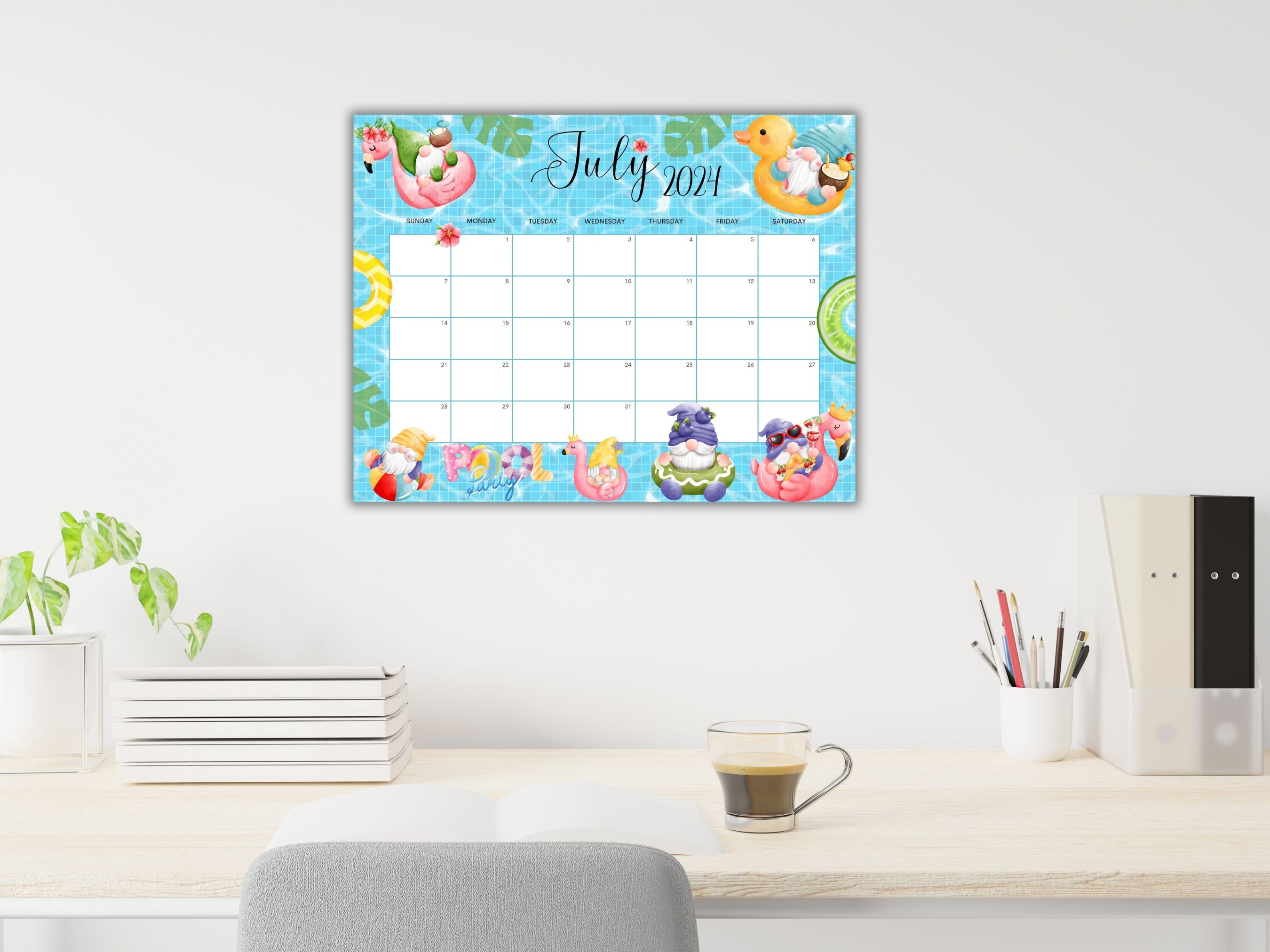 PRINTABLE July 2024 Summer Calendar, Editable July Calendar, Fillable ...