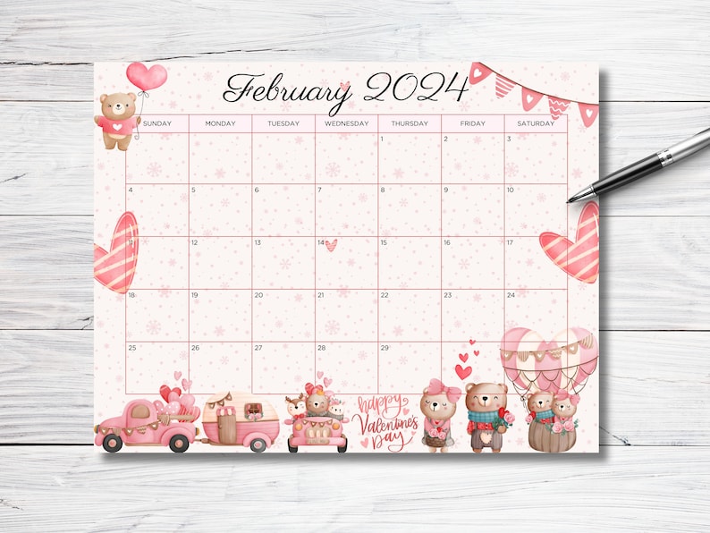 EDITABLE February 2024 Calendar, Sweet Valentine 2024 With Cute Bears ... EDITABLE February 2024 Calendar, Sweet Valentine 2024 With Cute Bears ...