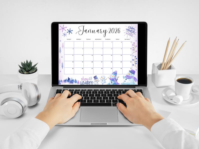 Editable January 2026 Calendar, Winter Snow Print (PDF Download) - Etsy