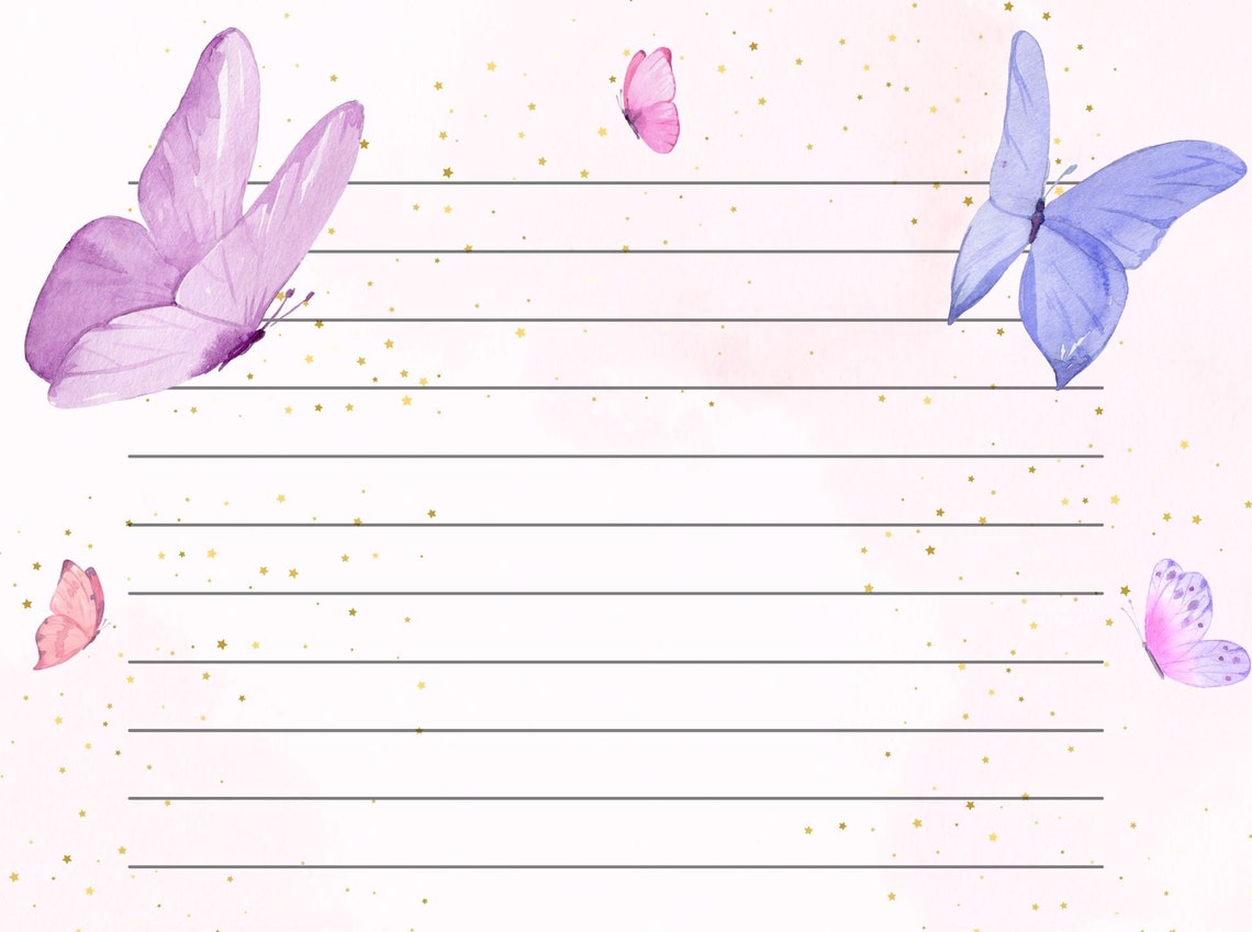 Butterfly Printable Stationery Coloful Stationary Nature Writing Paper ...