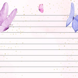Butterfly Printable Stationery Coloful Stationary Nature Writing Paper ...