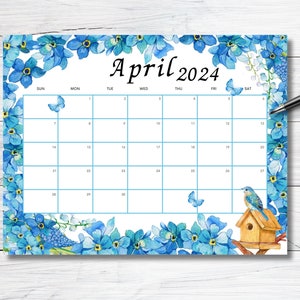EDITABLE April 2024 Calendar, Beautiful Spring Wall Calendar, 2024 ...