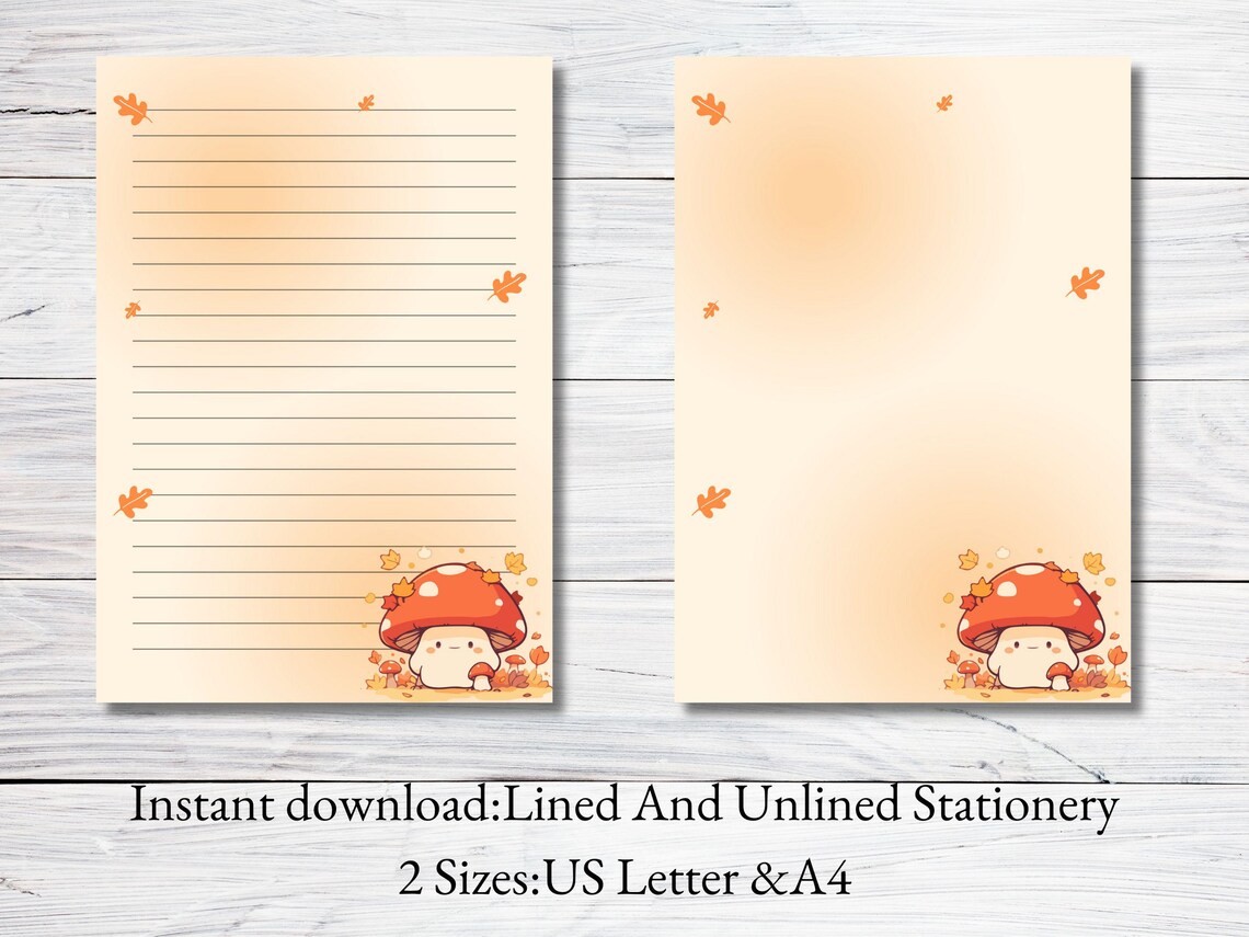 Mushroom Stationery: Fall Woodland Writing Paper (A4/US Letter) (PDF ...