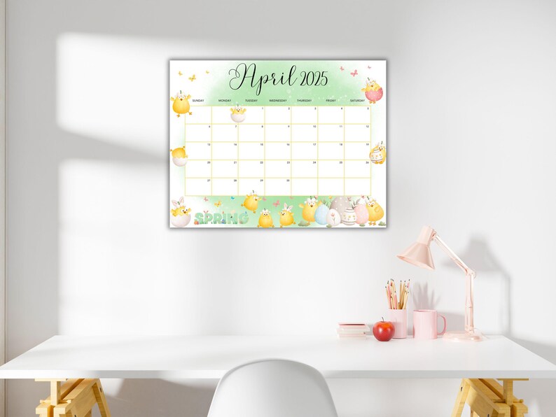Editable April 2025 Calendar With an Easter Background, Happy Easter ...