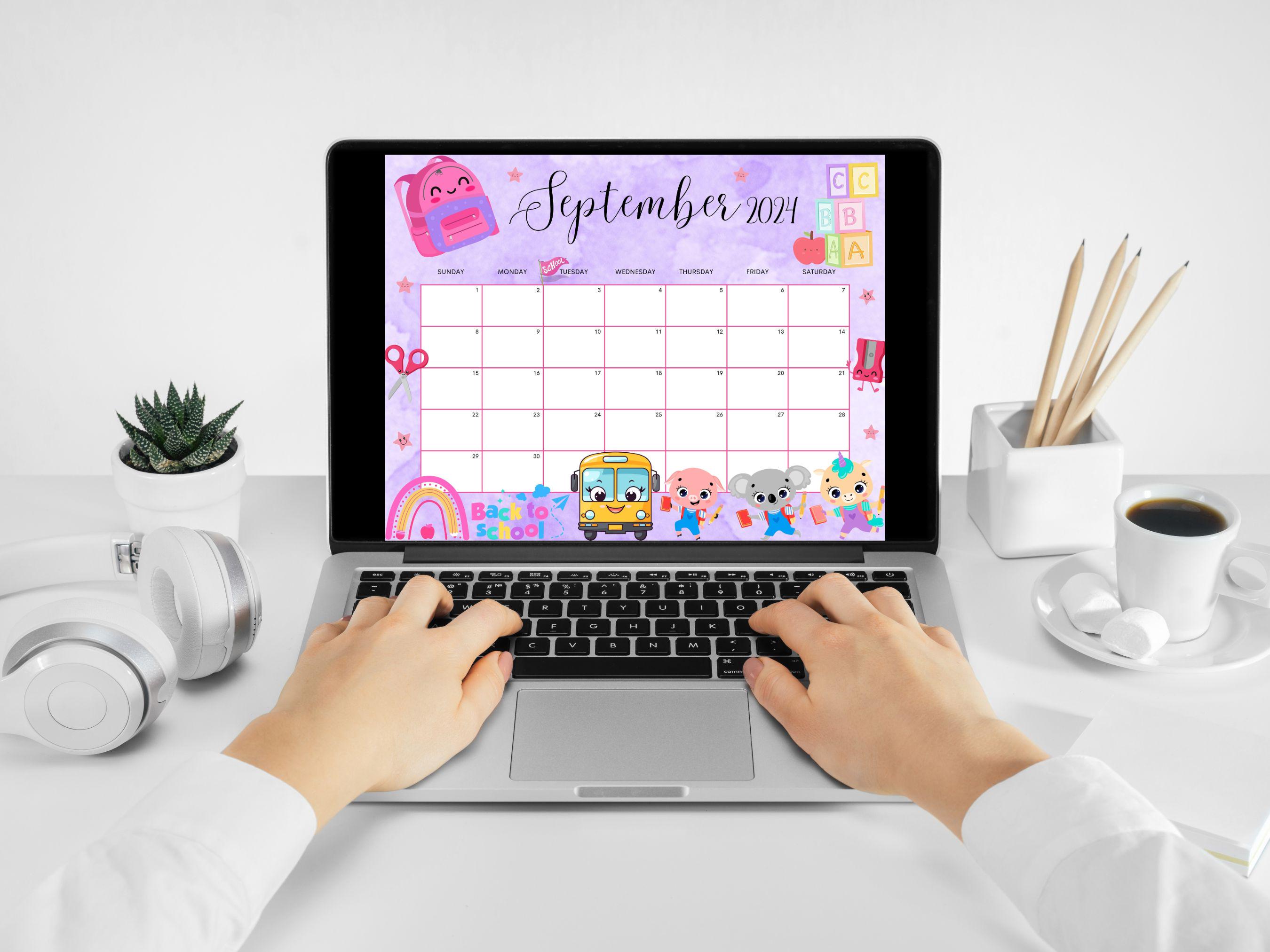 EDITABLE September 2024 Calendar, Back to School Planner With Cute ...