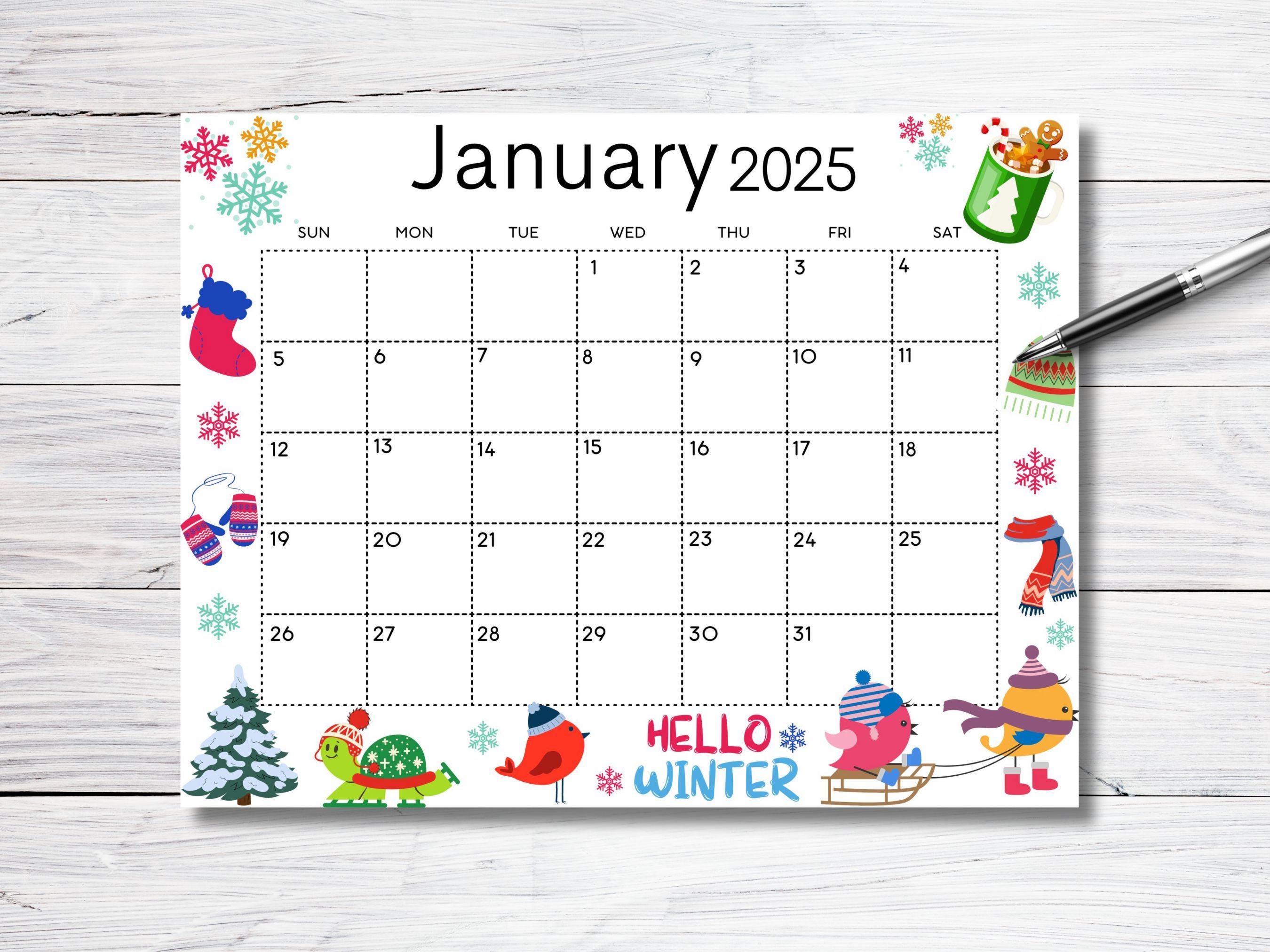 Editable January Calendar 2025, Printable Wall Calendar 2025, Beautiful ...