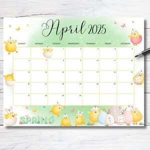 Editable April 2025 Calendar With an Easter Background, Happy Easter ...