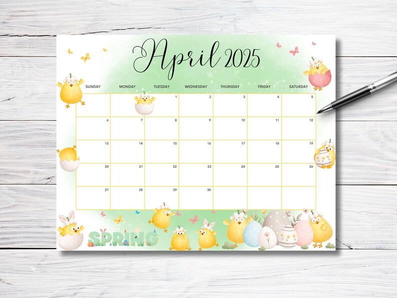 Editable April 2025 Calendar With an Easter Background, Happy Easter ...