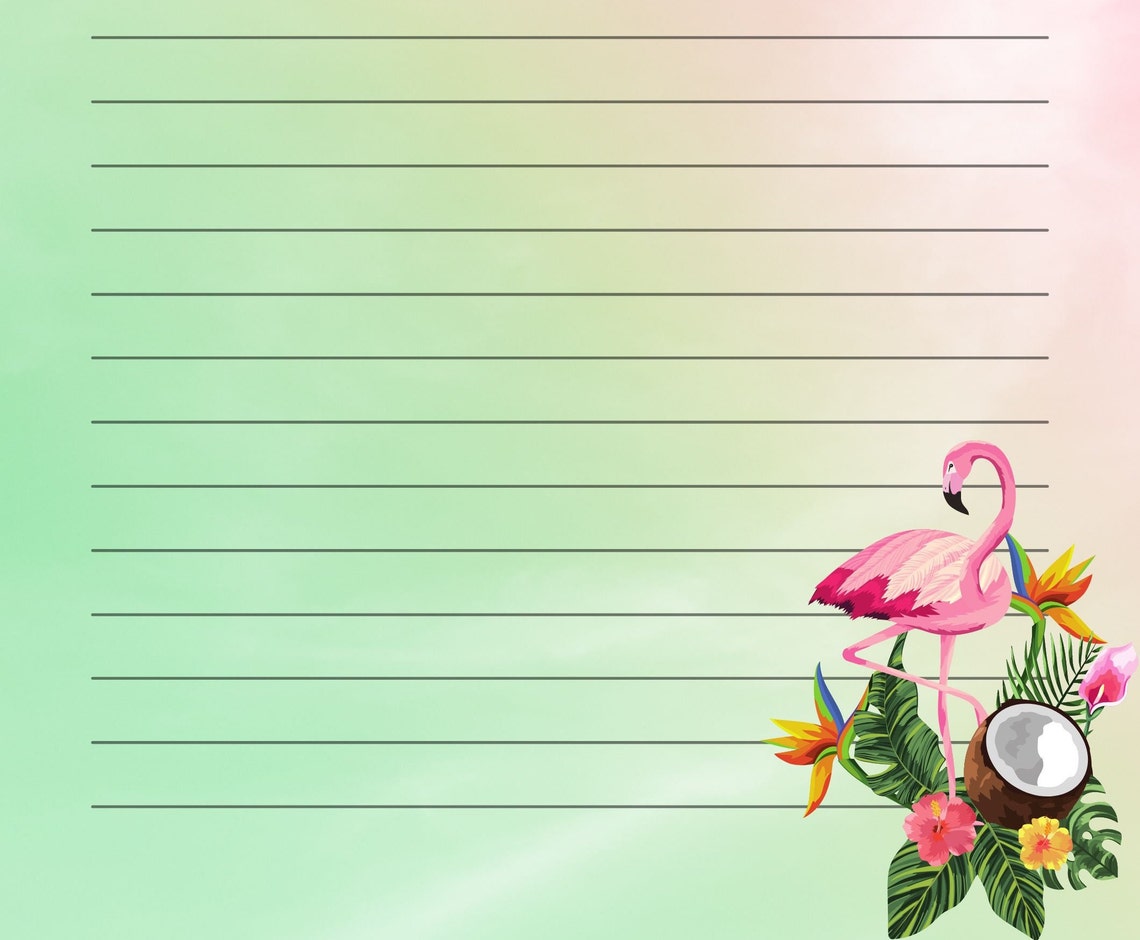 Pink Flamingo Stationery: Tropical Letter Writing Paper (digital ...