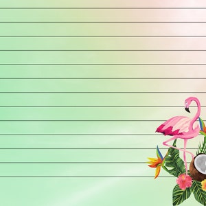 Pink Flamingo Stationery: Tropical Letter Writing Paper (digital ...