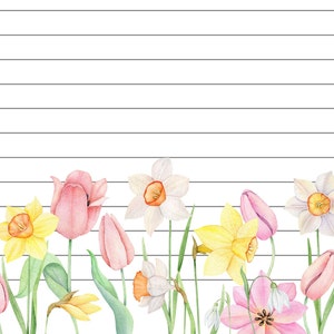 Field Blooms, Printable Stationary Lined Paper, Printable Writing Paper ...