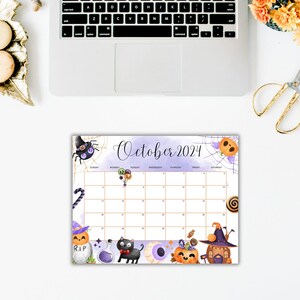 EDITABLE October 2024 Calendar, Cute Spooky Halloween 2024 Planner ...